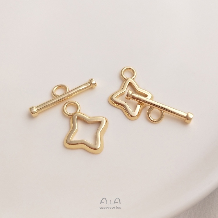 宏雲Hongyun-Ala-保色diy配件14K鍍金OT扣連接扣圓形愛心星形手鏈扣項鏈扣飾品材料 | 蝦皮購物
