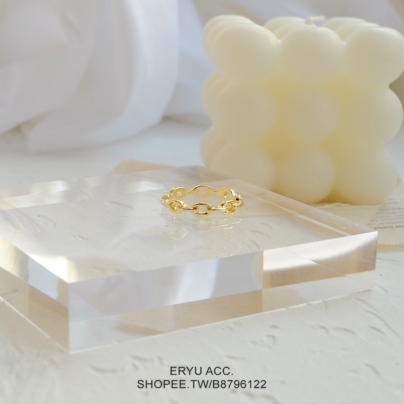 【ERYU】現貨｜連結與牽絆 - 金色細款鎖鏈造型戒指 | 蝦皮購物