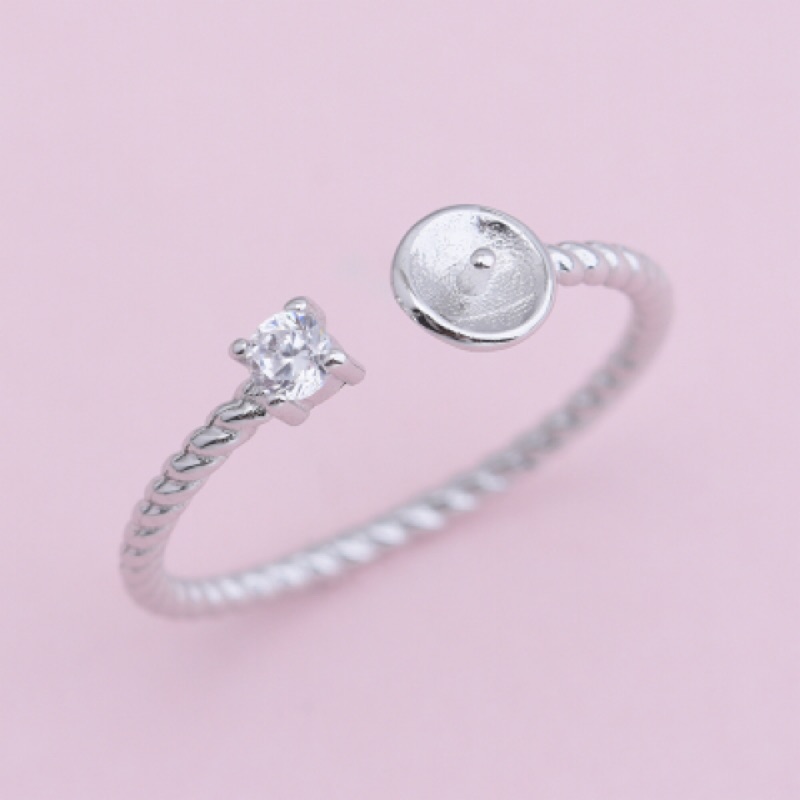 [現貨供應 24H快速出貨] s925纯银空托戒指 日韓時尚流行簡約開口指環戒托 DIY首飾配件 金屬碗托戒指 | 蝦皮購物