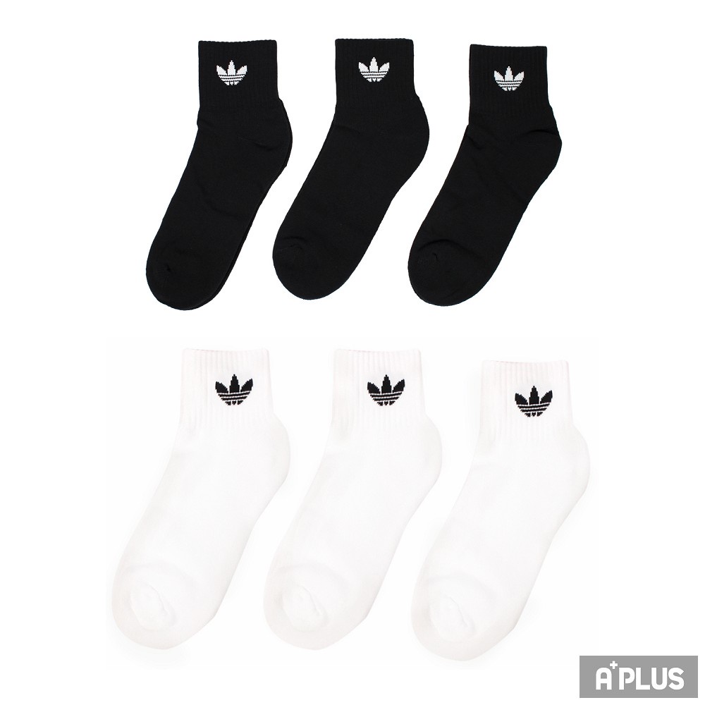 ADIDAS 短襪 中筒襪 MID ANKLE SCK 黑白 厚底 3雙入 三葉草 - FM0643 / FT8529 | 蝦皮購物