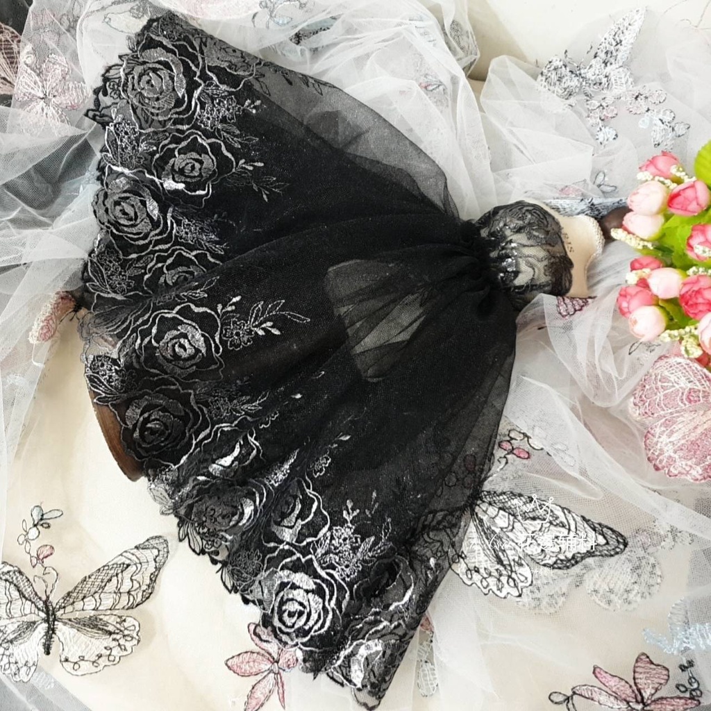 《iAsa愛莎の》手作材料 雙工藝精緻宮廷風刺繡網紗燙金銀花邊lolita娃衣服裝裙邊材輔料A01 | 蝦皮購物
