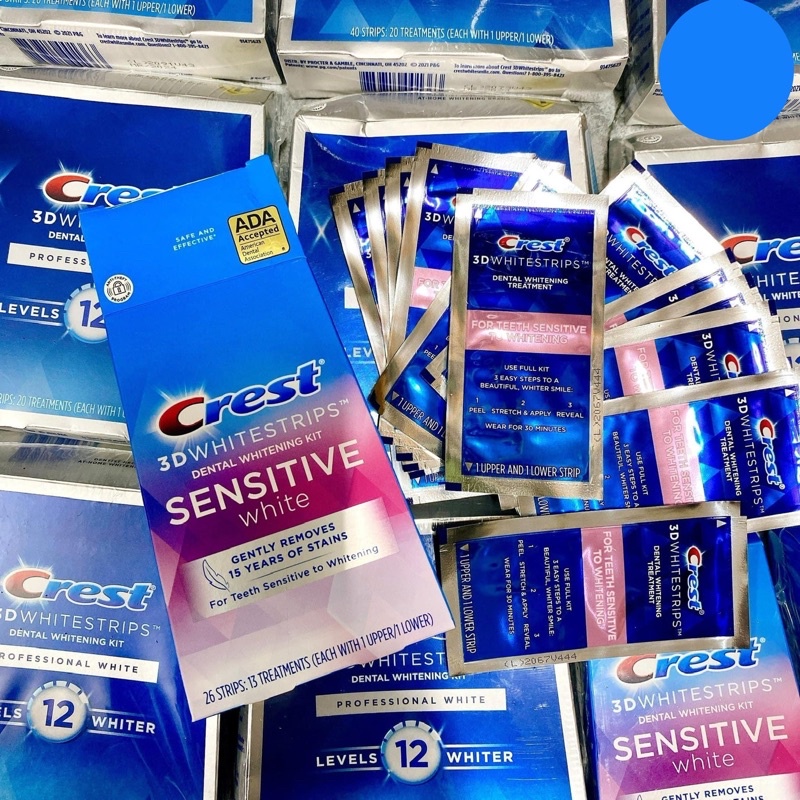 Crest 三維 Whitestrips Sensitive White 美國美白牙貼(加 1 對) | 蝦皮購物