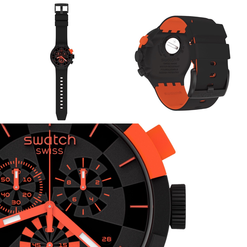 現貨 SWATCH BIG BOLD三眼計時手錶 CHECKPOINT黑紅黃藍 47mm SB02B400 | 蝦皮購物