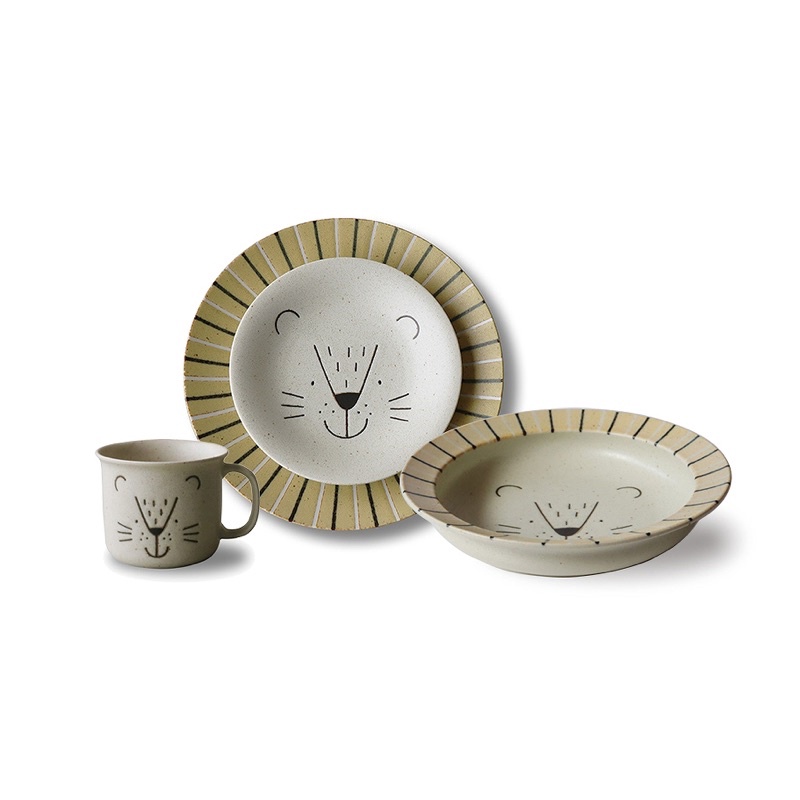 日本製 美濃燒 Awasaka MoguMogu 陶瓷 餐盤 早餐盤 淺盤 深盤 馬克杯 4件組（獅子） | 蝦皮購物