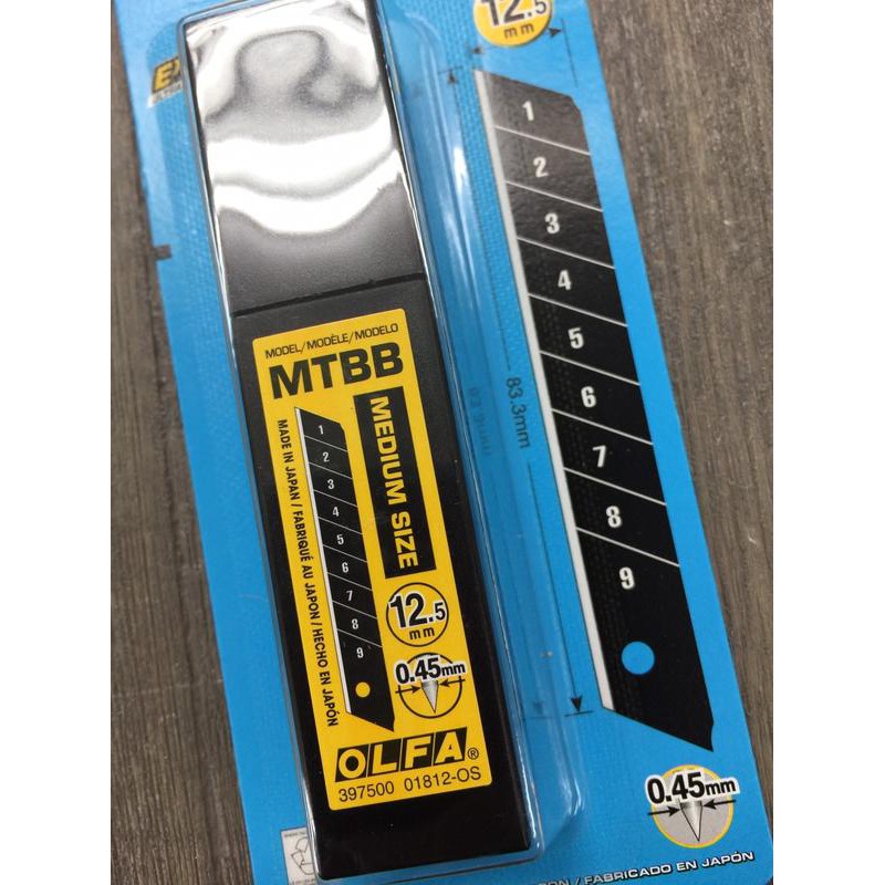藝城美術~日本 OLFA 中型 美工刀片 黑刃 12.5mm 10片入 MTBB-10B | 蝦皮購物