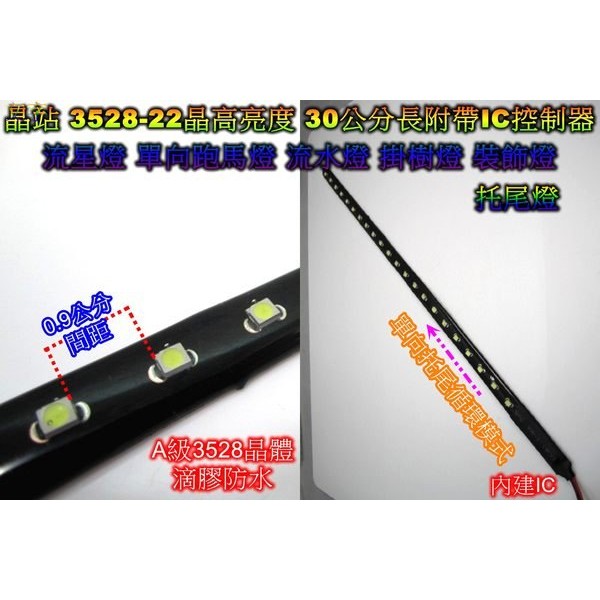 《晶站》3528 SMD密集 超薄 LED跑馬燈 流水燈 掛樹燈 單向跑馬燈 拖尾燈 30公分 LED流星燈 | 蝦皮購物