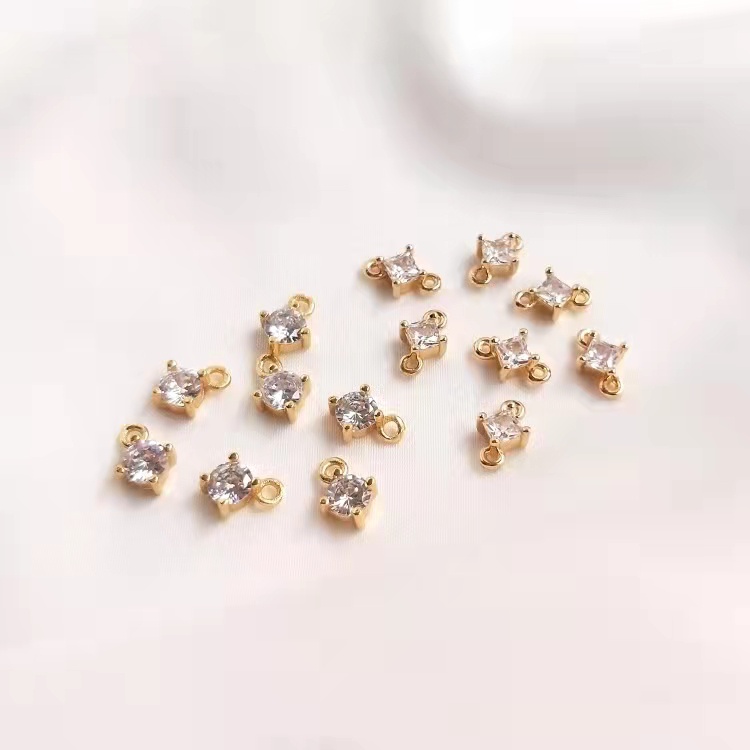 吊墜 diy 14K包金 吊墜 保色 單吊 雙吊 鋯石 吊墜 手工 diy耳環 配件 手鍊項鍊掛墜材料 | 蝦皮購物