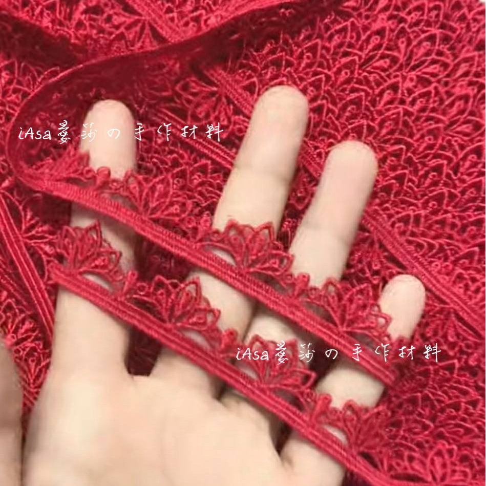 《iAsa愛莎の》手作材料 水溶寬2.3cm黑紅白色三葉刺繡蕾絲花邊diy手工旗袍服裝服裝材料 | 蝦皮購物