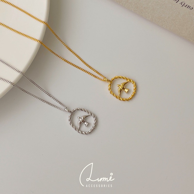 [ALUMI] 和平鴿｜S925純銀 鍍18K金 復古小鳥項鍊 短項鍊 飾品 純銀項鍊 | 蝦皮購物