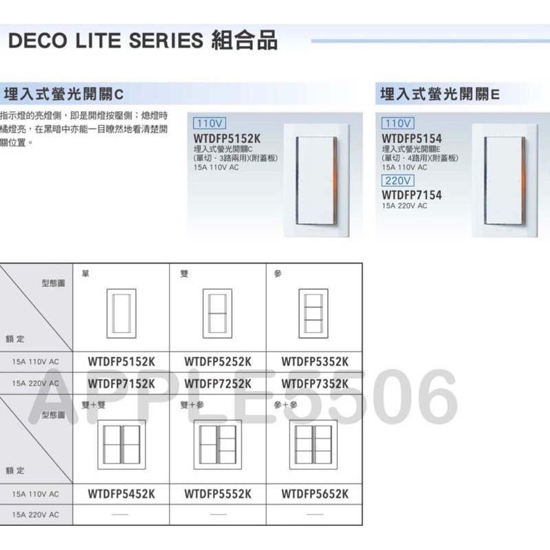 Panasonic國際牌–DECO LITE星光系列螢光開關 WTDFP5152K 5252K 5352K單切雙切兩用 | 蝦皮購物