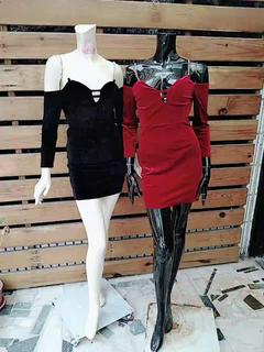 【台灣現貨~當天寄】0I23-72 性感深V縷空領口金屬鍊條修身金絲絨長袖小禮服 派對宴會撩漢誘惑網紅直播服裝激瘦顯身材 | 蝦皮購物