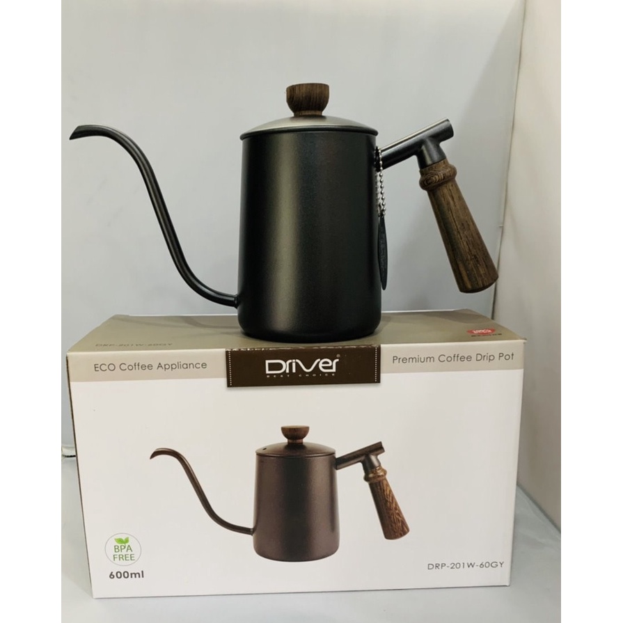 【附發票】Driver 德川原木細口壺/手沖壺 黑色 600ml 可加購Driver 溫度計 | 蝦皮購物