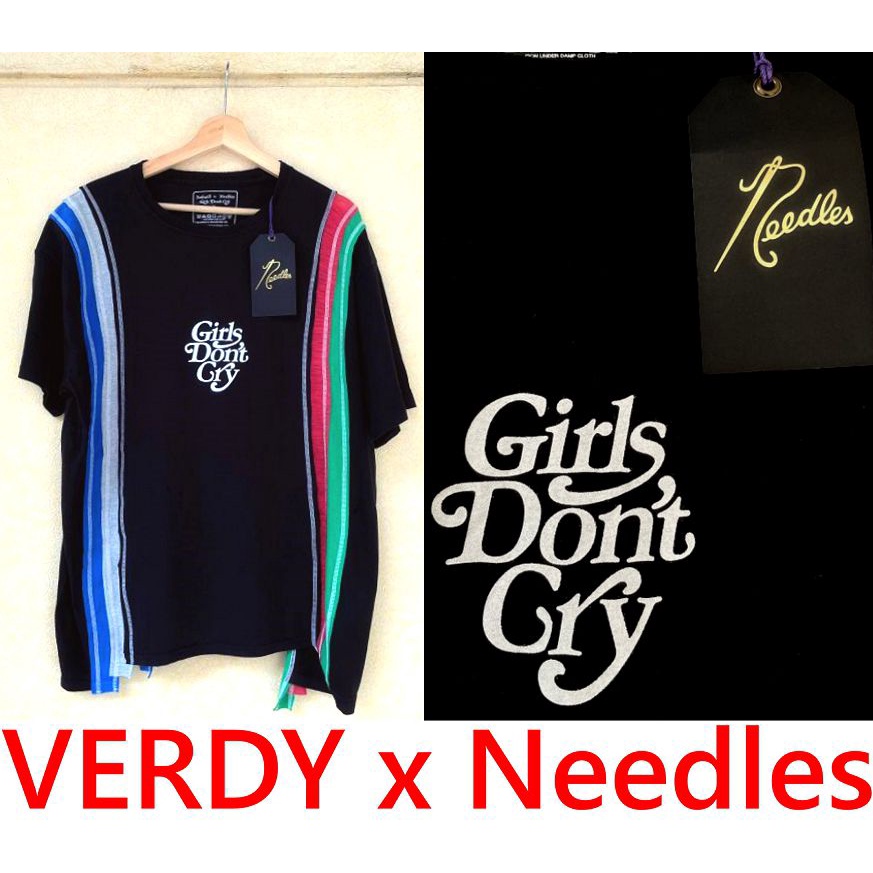 BLACK全新VERDY x NEEDLES手工製GIRLS DONT CRY拼接古著再製CDG短T | 蝦皮購物