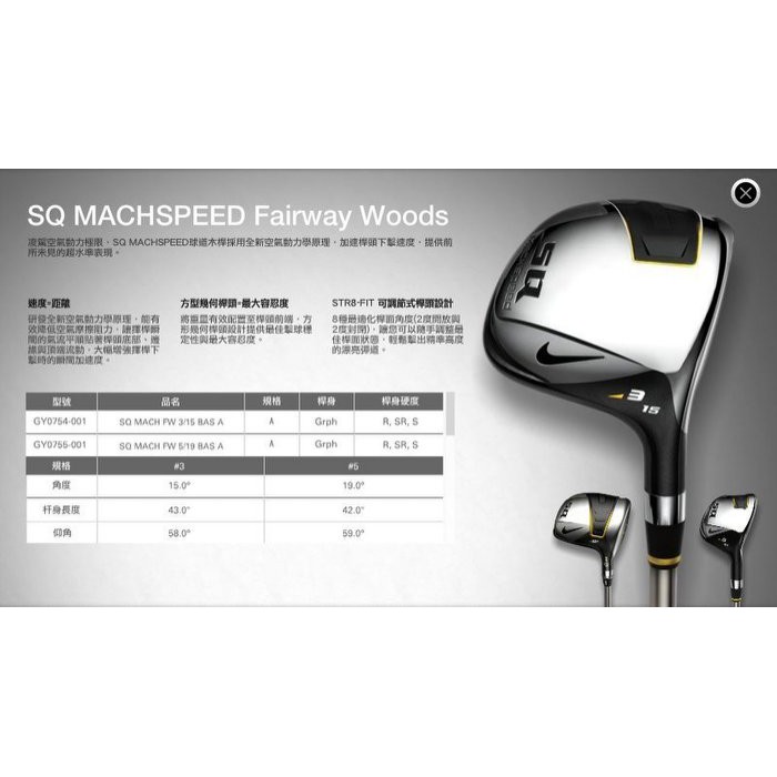 總統高爾夫 Nike SQ MACHSPEED FW 球道木桿 (日規方頭) | 蝦皮購物