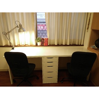 超新二手 Ikea 雙人工作電腦桌 Linnmon桌面 200×60cm + Godvin桌腳70cm(不含抽屜櫃） | 蝦皮購物