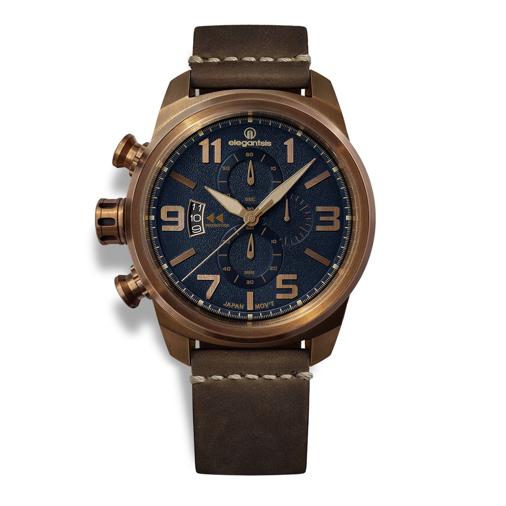 elegantsis 愛樂時 (ELJT48MQS-OB01LC) 復古軍事風JT48-MQS 三眼計時腕錶 復刻藍 | 蝦皮購物