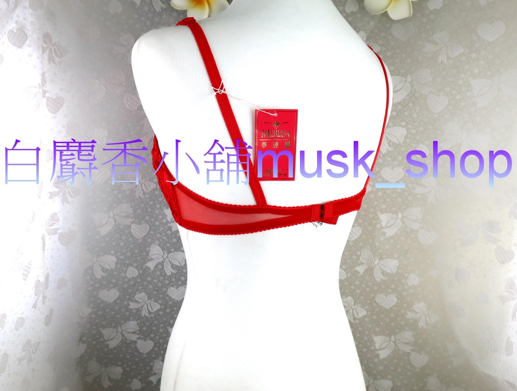 尺寸34B=75B,36B=80B-紅色幸運草情網亮光紗透膚薄蕾絲軟鋼圈-792＊白麝香小舖全新MURENA夢漣娜性感系 | 蝦皮購物