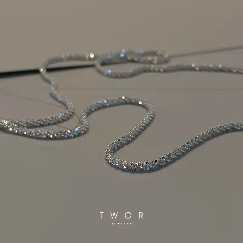 【限時特價】潮人意大利VICENZA小眾s925銀波光粼粼閃光鎖骨鏈hiphop 項鍊 pt 項鍊 5g 項鍊 agne | 蝦皮購物