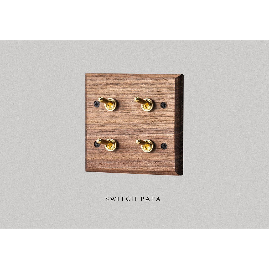 開關拔拔switchpapa工業風 北歐風 無印風 黑胡桃木復古黃通開關4開 | 蝦皮購物