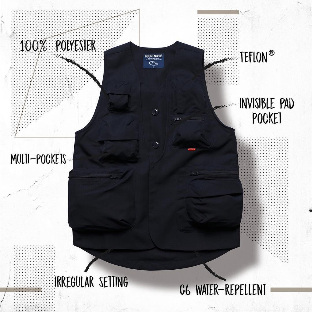 GOOPI ”EX - T.4L“ UTILITY VEST -TEFLON® | 蝦皮購物