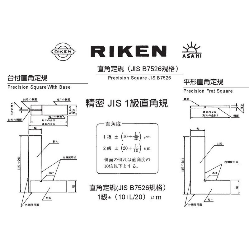RIKEN (JIS B7526)精密JIS1級直角規 AA型 台付直角定規 平形直角定規 DD型 價格請來電或留言洽詢 | 蝦皮購物