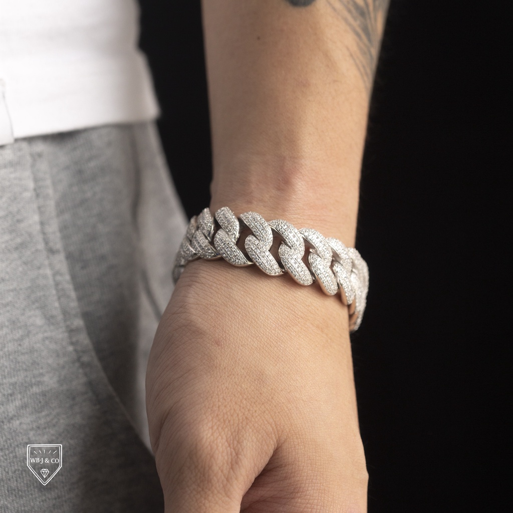 WBJ 17mm拼鑲公主方古巴手鍊 925純銀 | 蝦皮購物