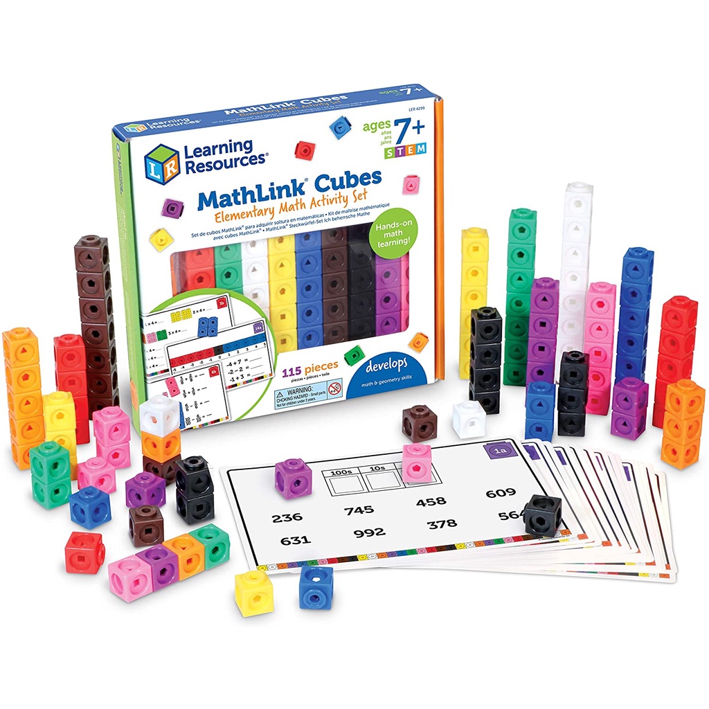 [全新未拆現貨] 美國 learning resources Mathlink 115件 附圖卡 7Y 初級數學積木 | 蝦皮購物