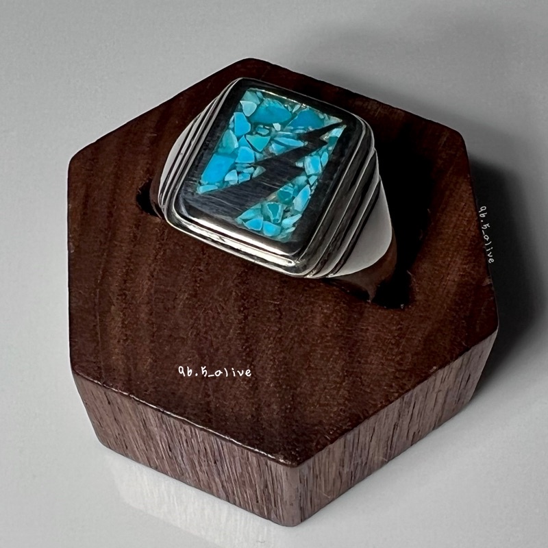 Turquoise Thunder Ring 松石閃電戒指｜稲妻圖騰｜銀製(Silver)｜96.5 | 蝦皮購物