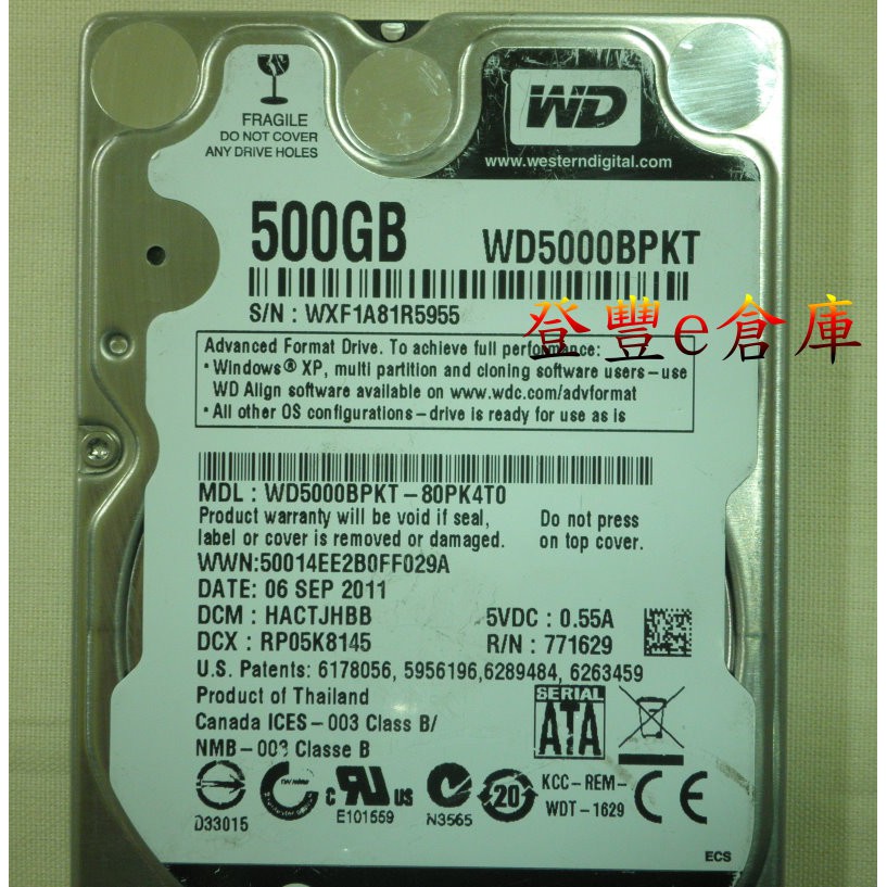 【登豐e倉庫】 YF112 黑標 WD5000BPKT-80PK4T0 500G SATA3 筆電 硬碟 | 蝦皮購物
