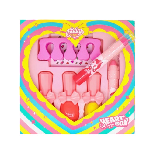 [Pink Princess] I'm Pinky 心形盒子套組 儿童妆 兒童指甲油可撕無毒 孩子口红 韩国化妆品 | 蝦皮購物