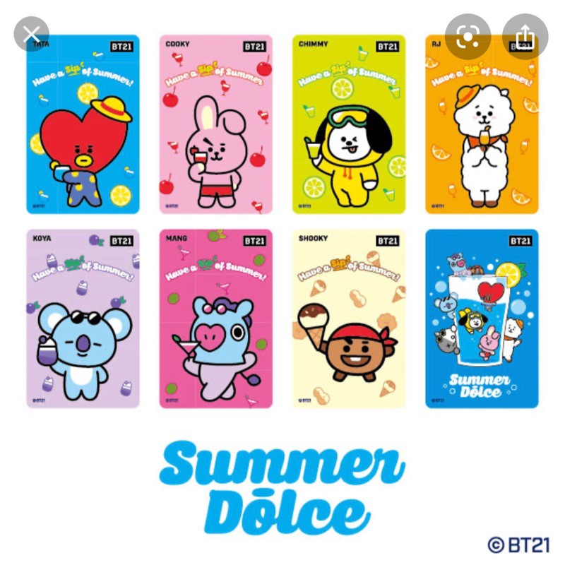 『現貨』防彈少年團 BT21《 Summer Dolce 》一卡通 BTS 現貨 | 蝦皮購物