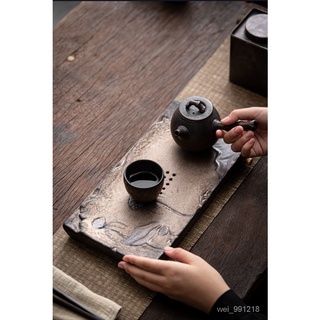 鎏金壺承陶瓷干泡臺排水儲水粗陶茶盤日式復古托盤茶具茶托茶台 HFAV | 蝦皮購物