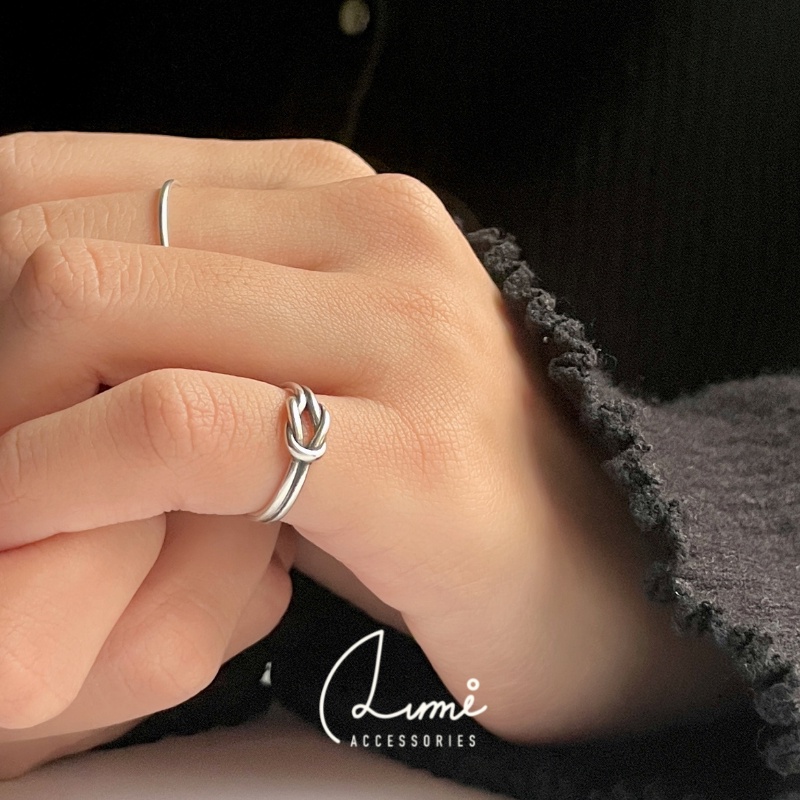 [ALUMI] 套結尾戒｜S925純銀 復古仿舊 雙線套結 尾戒 開口戒 戒指 飾品 銀戒 純銀戒指 | 蝦皮購物
