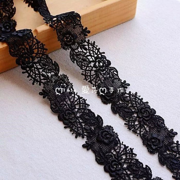《iAsa愛莎の》手作材料 精美黑/白色色小玫瑰水溶蕾絲花邊DIY禮服居家布藝裝飾輔料 | 蝦皮購物