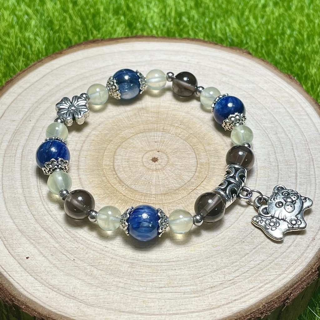 CS Crystal 編號44 生肖開運系列~生肖屬虎&兔(五行屬木)~藍晶石+茶晶+葡萄石設計款 | 蝦皮購物