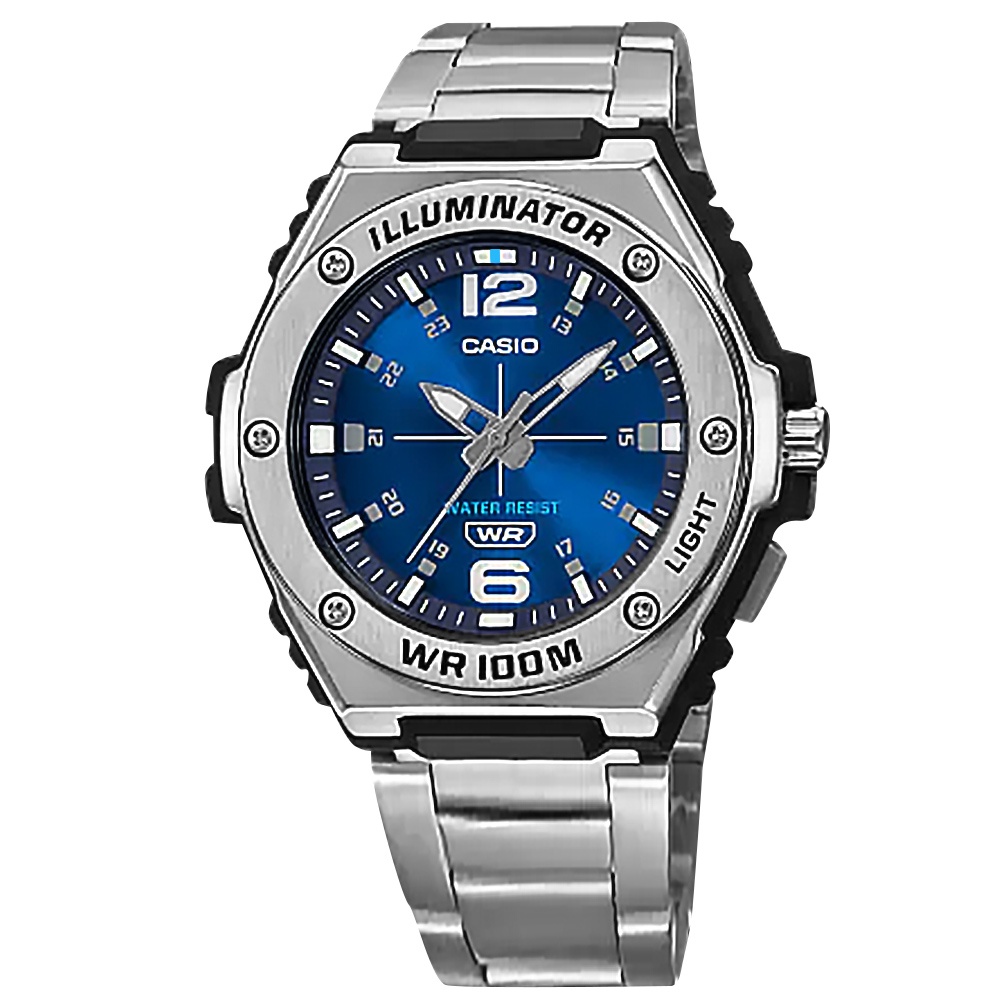 CASIO / 卡西歐 運動時尚 工業風格 防水100米 不鏽鋼手錶 藍色 / MWA-100HD-2A / 49mm | 蝦皮購物