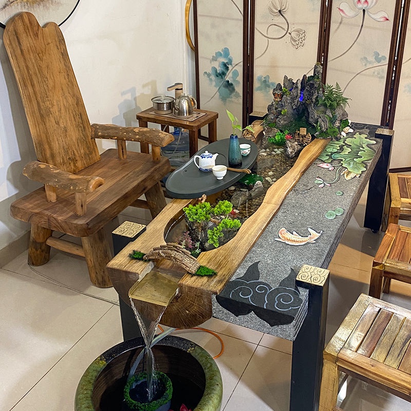 免運 天然實木茶桌 泡茶桌 禪意 會客接待功夫茶台 老樟木循環流水茶臺禪意景觀一體養魚泡茶桌中式禪意茶室高檔茶幾 | 蝦皮購物