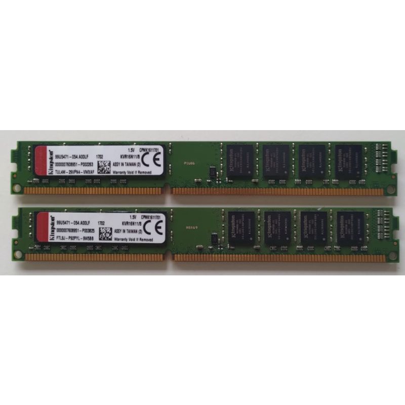 金士頓 KVR16N11/8 DDR3 8GBx2 (細版）一組 | 蝦皮購物
