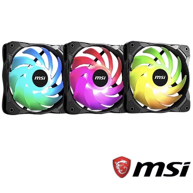 全新現貨 微星 MSI Rainbow Fan Pack (fan only) 不含控制器 RGB彩虹風扇組 電競風扇 | 蝦皮購物