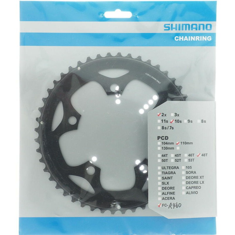 Shimano FC-R460 2x10速 48T 齒片 黑色，用於 48-34T 大盤 | 蝦皮購物