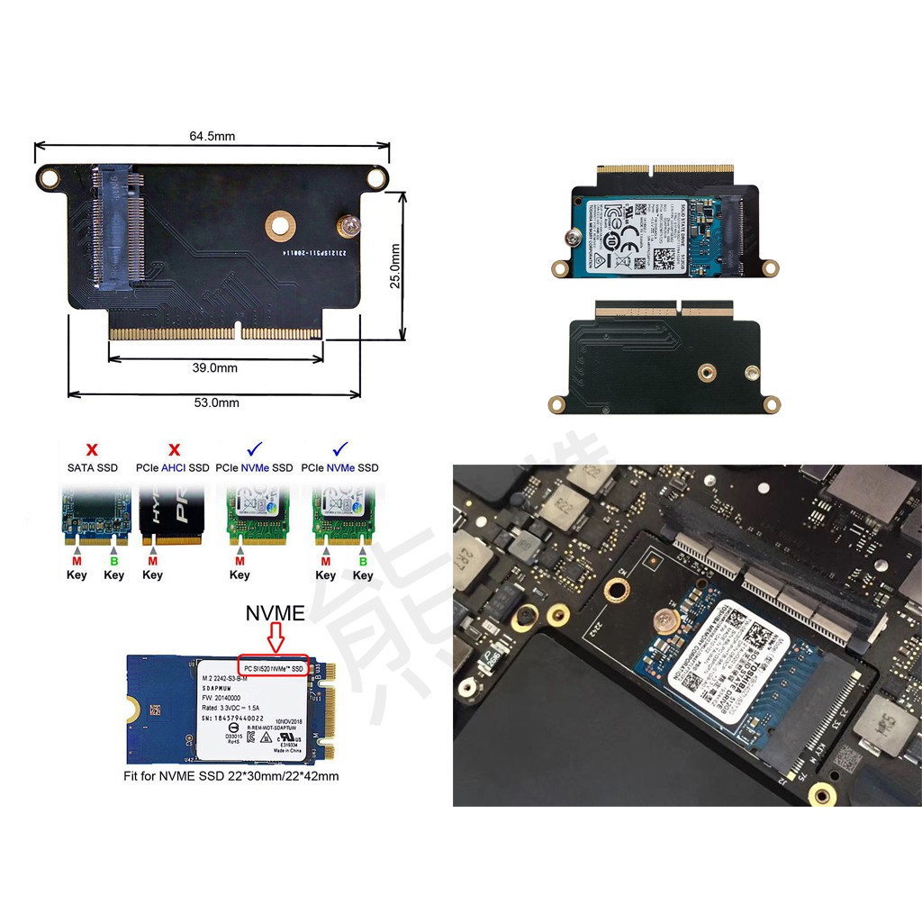 熊讚電腦 Apple 2017 PRO A1708 SSD 硬碟轉接卡 擴容升級卡 蘋果 MacBook Pro 轉換卡 | 蝦皮購物