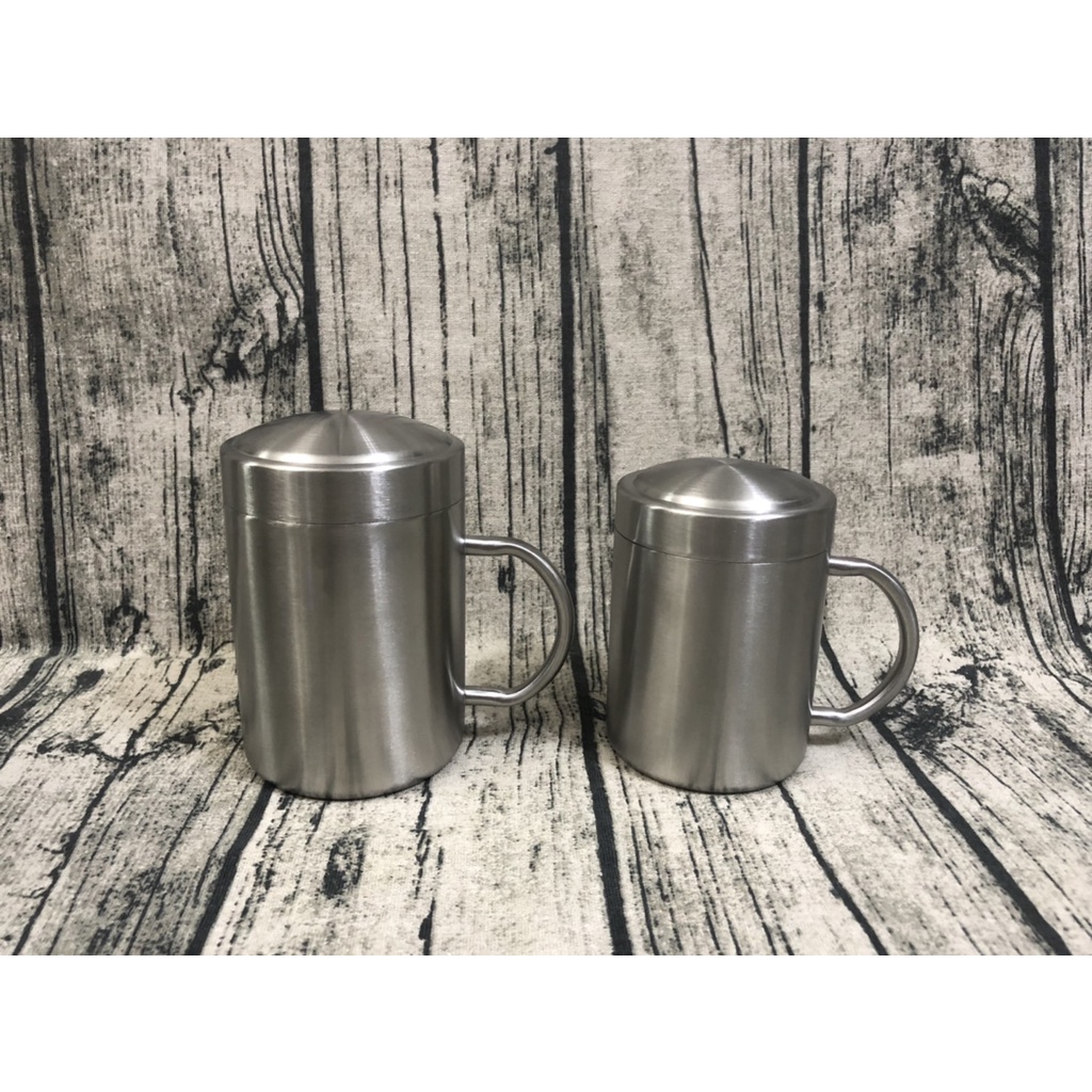 柏林304不鏽鋼雙層杯 400ml 300ml 附蓋 不鏽鋼露營杯 不鏽鋼杯 | 蝦皮購物