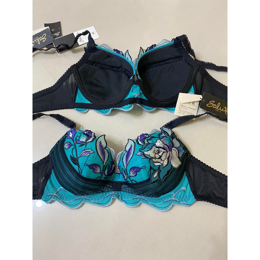 華歌爾 莎露 Salute 美鑽 刺繡蕾絲 精緻內衣 C70 E70 70D 專櫃進口內衣 黑色 性感 | 蝦皮購物