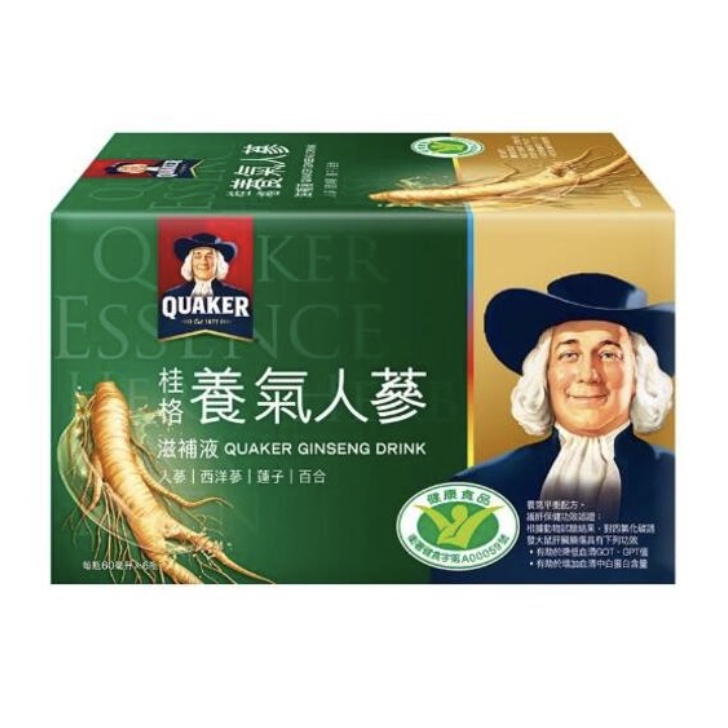 QUAKER 桂格 養氣人蔘 60ml*6瓶/盒 | 蝦皮購物