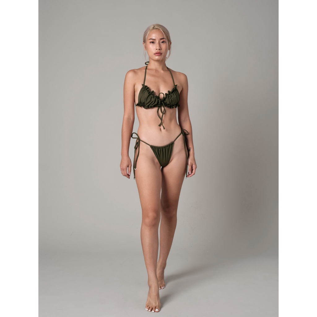 【最新限量款】TIMu—Olive 橄欖綠 / 波妞補曬款 前綁帶抓皺比基尼 / Top｜自潛 衝浪 SUP 野溪溫泉 | 蝦皮購物
