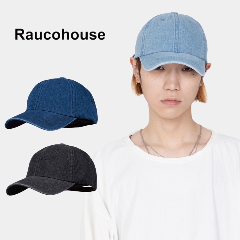 【JIN】現貨！韓國 Raucohouse 水洗牛仔紋理素面棒球帽 帽款 老帽 棒球帽 素面 可調節 | 蝦皮購物