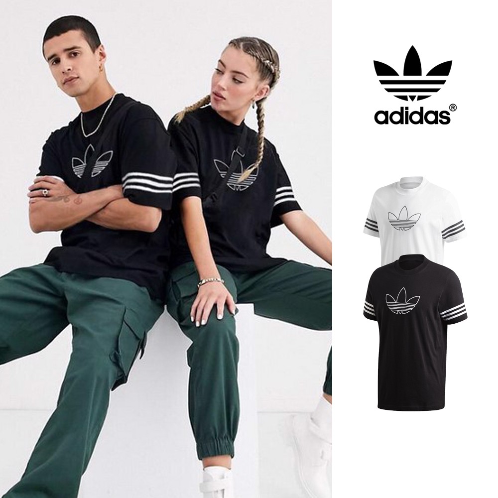 Adidas Originals 黑/白 短袖T恤 純棉 運動 休閒 上衣 短T 三葉草 FM3897/FM3894 | 蝦皮購物