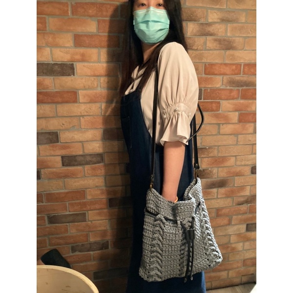 【Menisa Knitting】手工粗棉線編織束口包 | 蝦皮購物