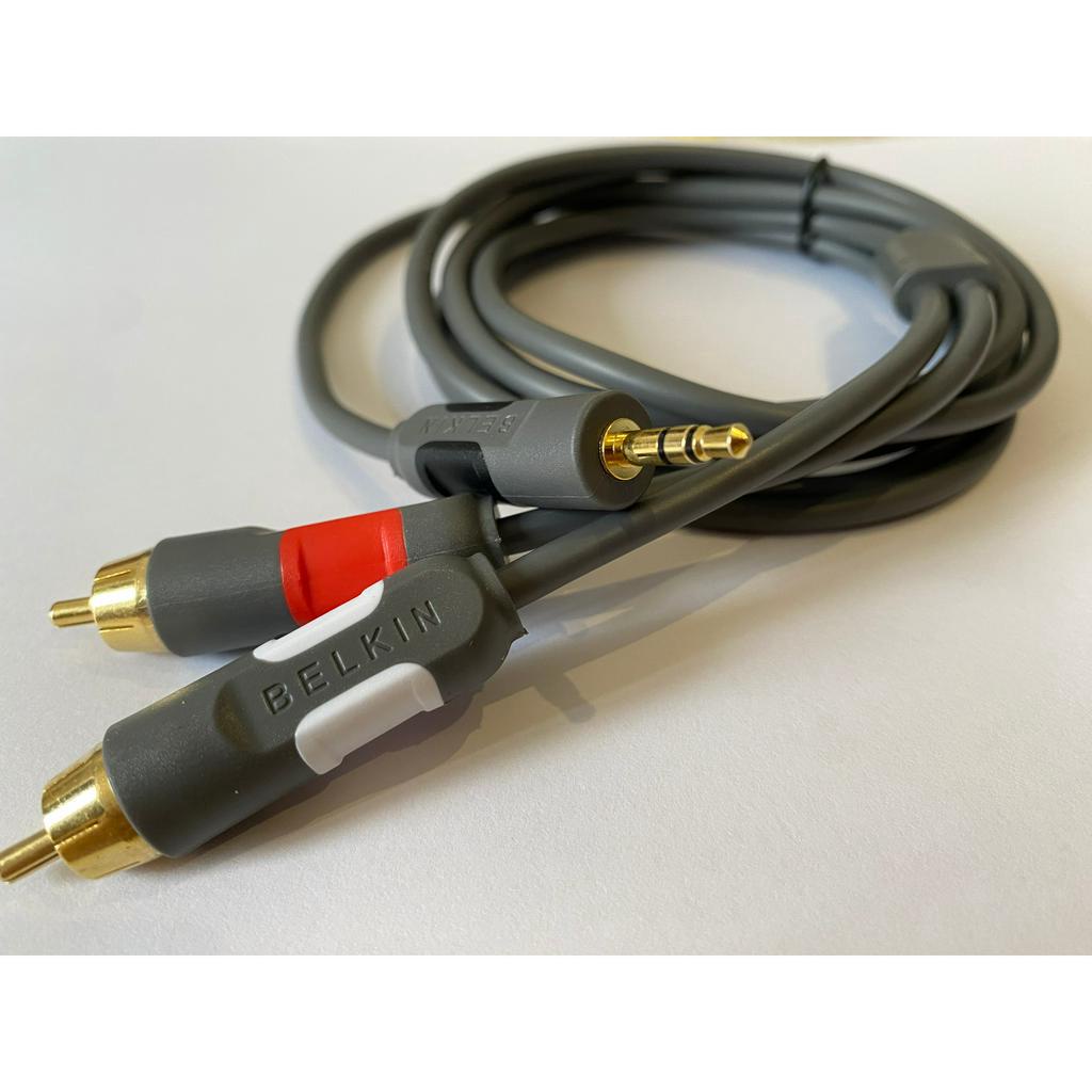 【貝爾金】貝爾金Belkin 3.5mm 端子 轉 2 RCA 2 AV端子 發燒線 1.8m 網路天空 | 蝦皮購物