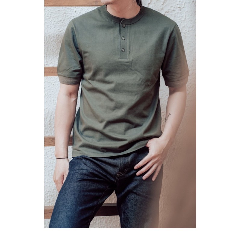 重磅亨利領短袖最重磅9.8oz【我只賣不透的白T】280g硬漢TEE小領口 重磅 無縫筒織 亨利領 短袖T恤不透 | 蝦皮購物